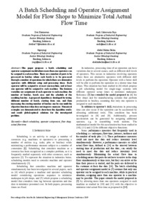 A Batch Scheduling and Operator Assignment Model for Flow Shops to Minimize Total Actual Flow ...